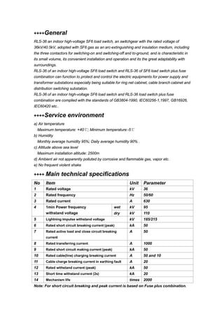 RLS type indoor SF6 load break switch(Disconnector) | PDF