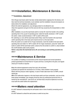 RLS type indoor SF6 load break switch(Disconnector) | PDF