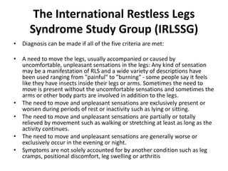 Restless leg syndrome | PPTX