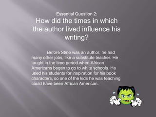 Rl stine | PPTX | Fiction | Books and Literature