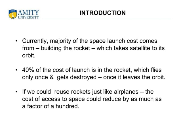 REUSABLE LAUNCH VEHICLE | PPTX