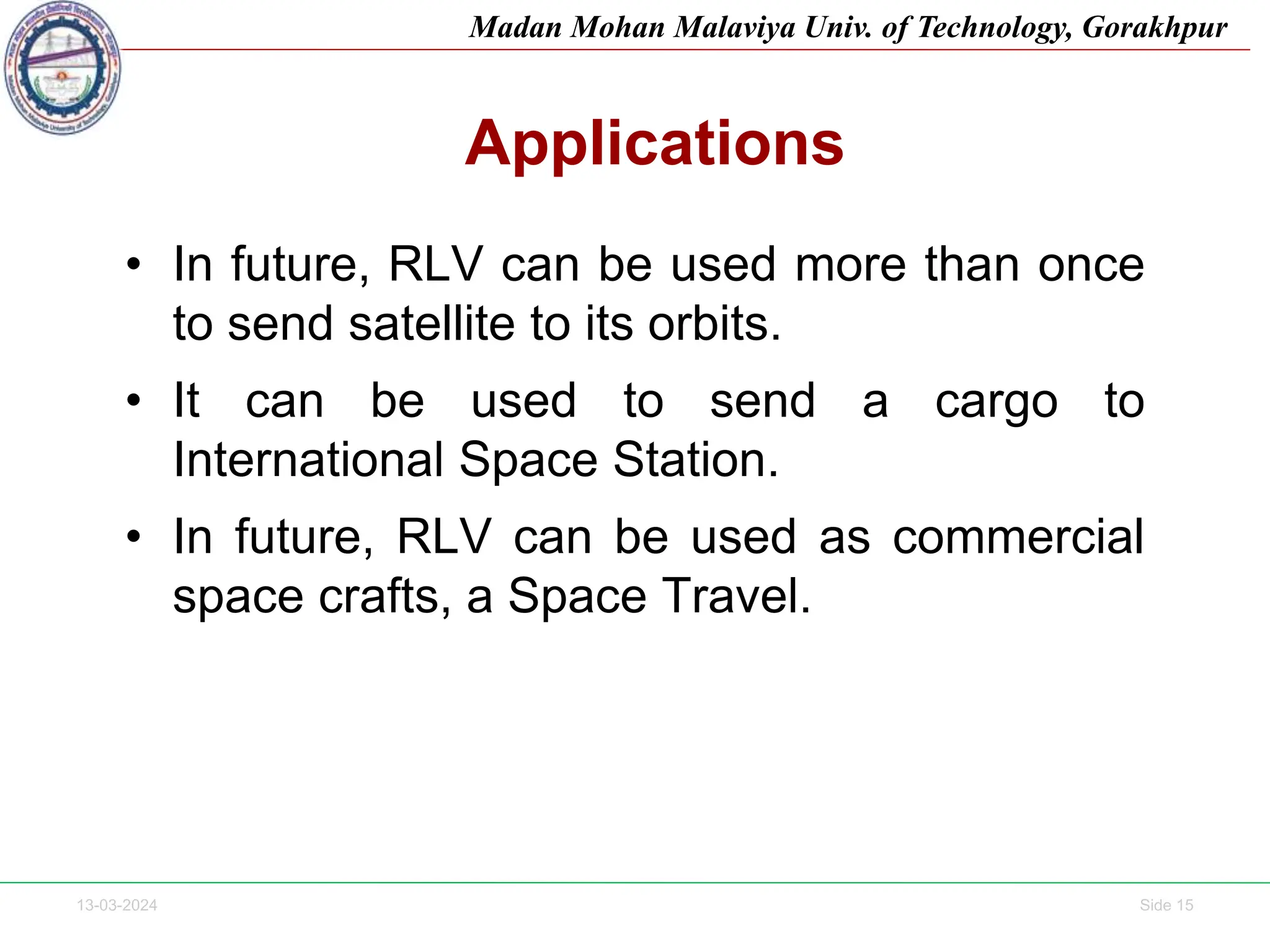Reusable Launch Vehicle (or Reusable Launch System), RLVs | PPTX