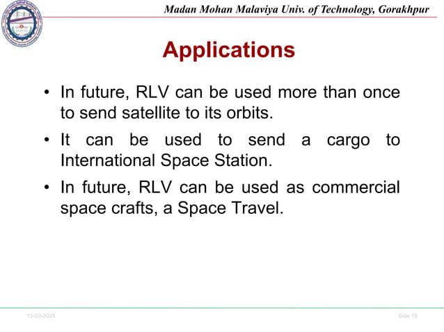 Reusable Launch Vehicle (or Reusable Launch System), RLVs | PPT