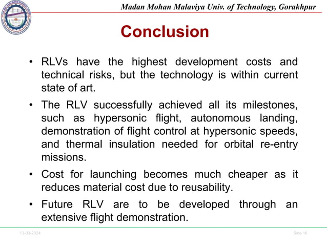 Reusable Launch Vehicle (or Reusable Launch System), RLVs | PPT