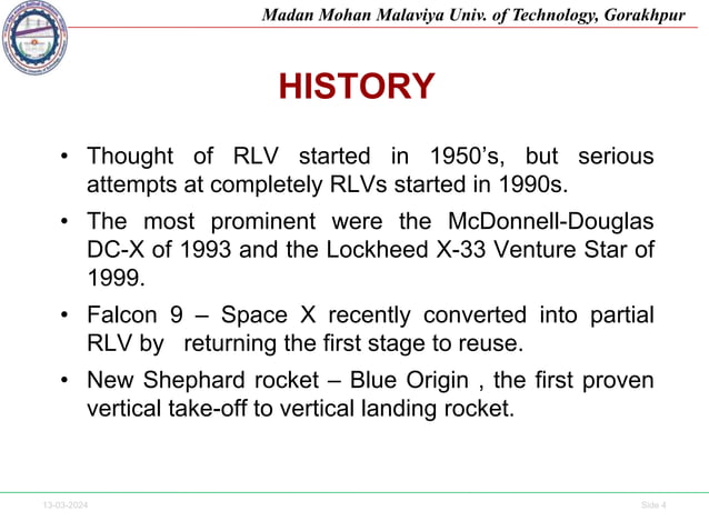 Reusable Launch Vehicle (or Reusable Launch System), RLVs | PPT