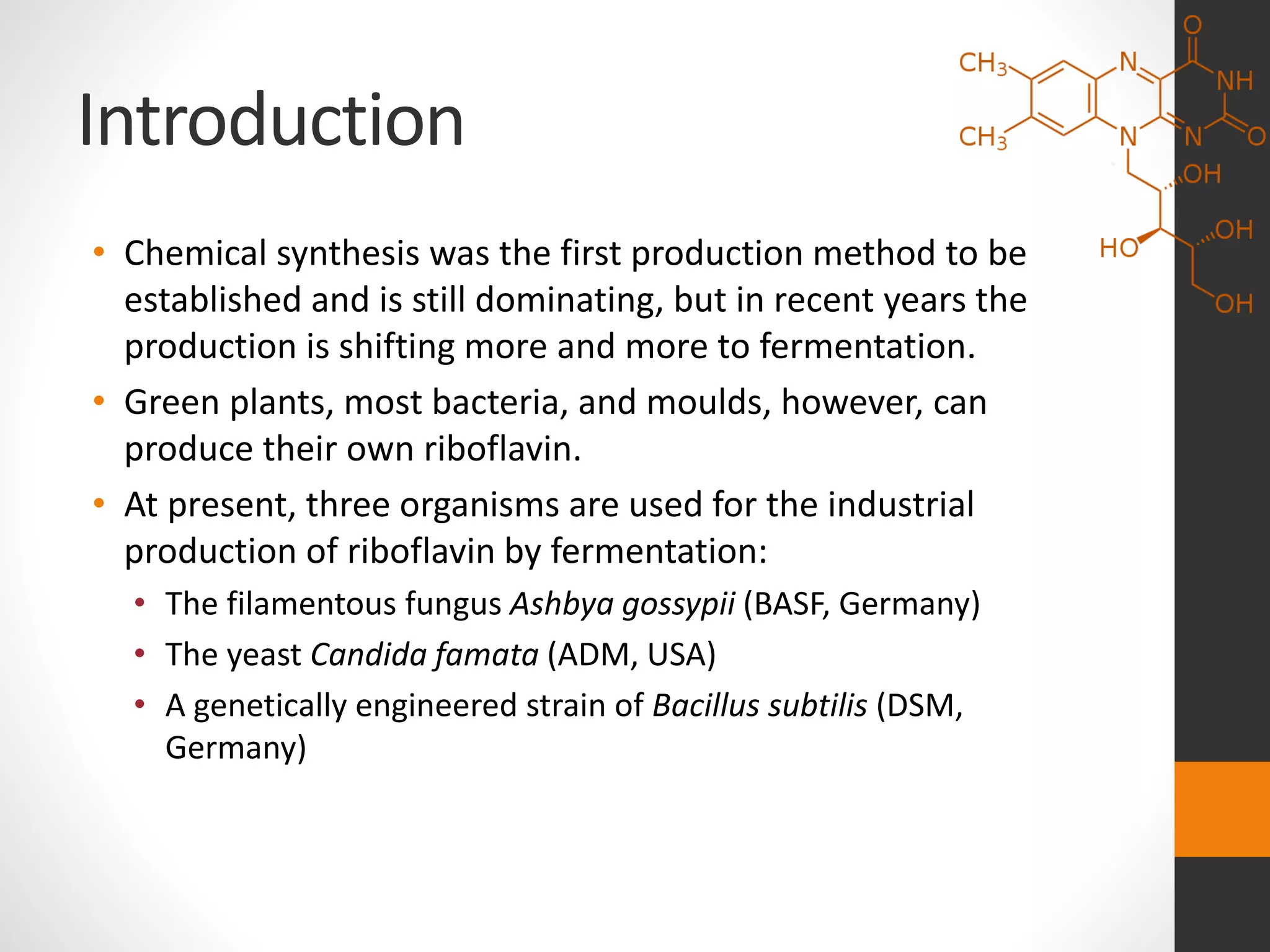 Riboflavin–vitamin b2 fermentation process | PPTX