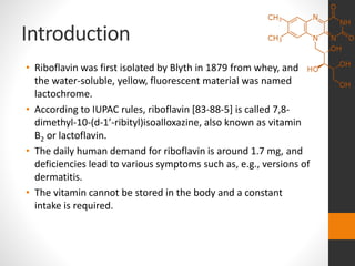 Riboflavin–vitamin b2 fermentation process | PPTX