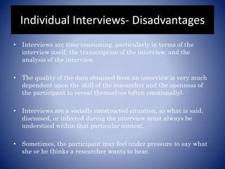 Individual Interview,Group Interview, Obervation | PPT