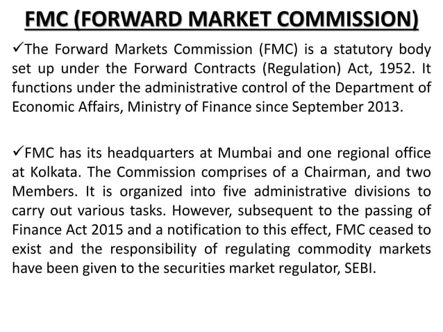 Contract specification and working of FMC | PPT