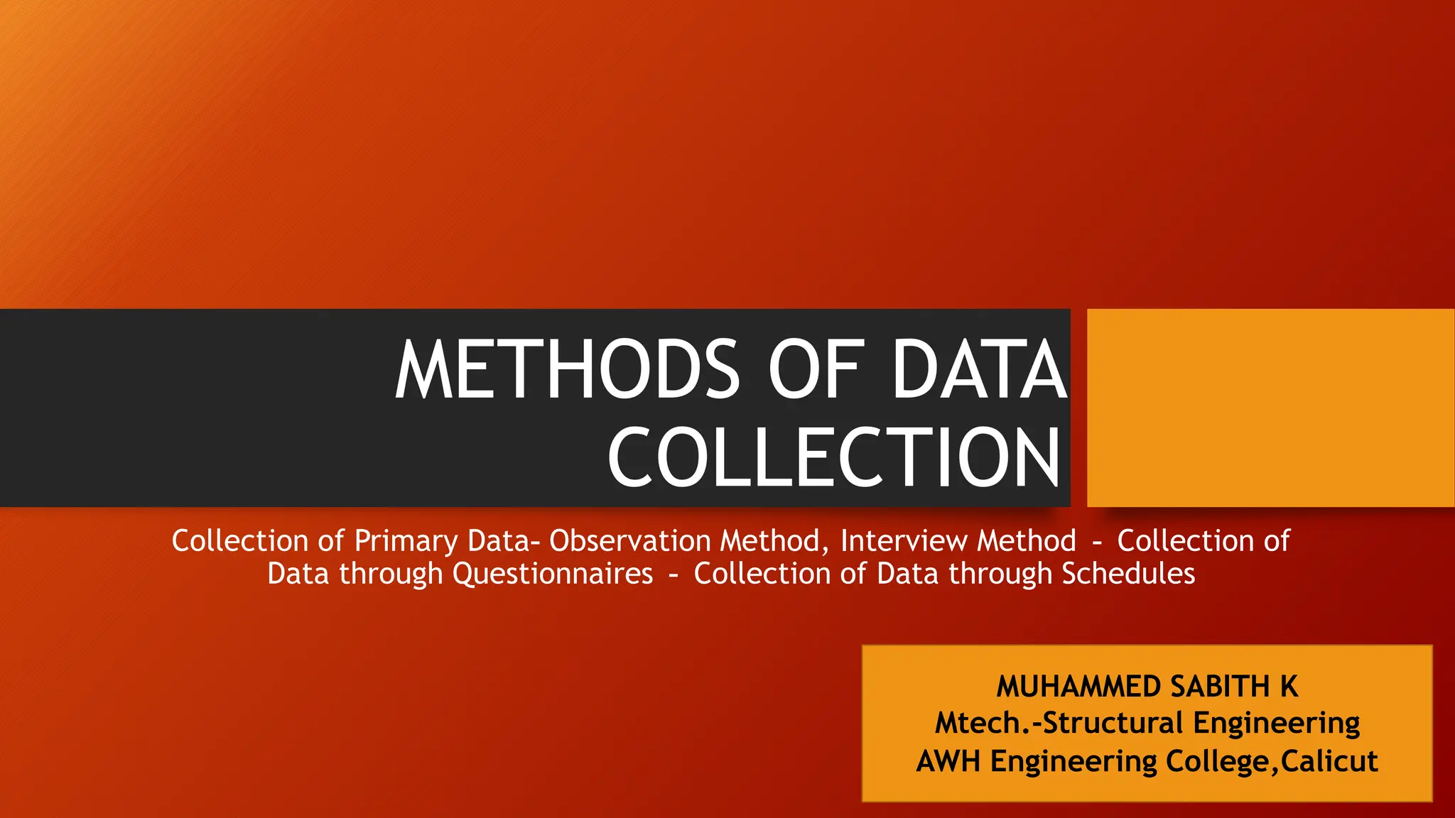 Research methods of data collection MBA notes | PPT