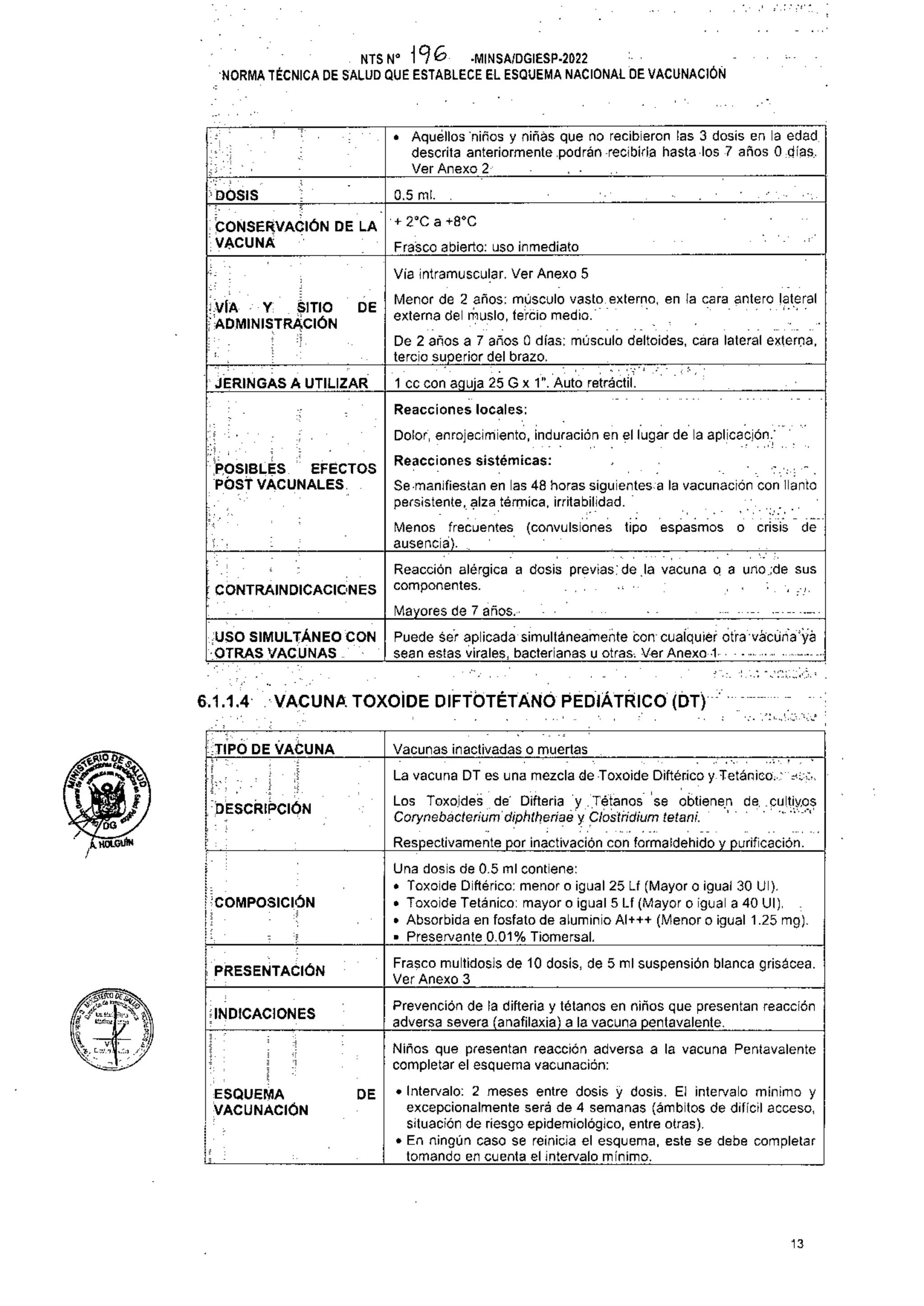 NORMA TECNICA N°196 DE ESTRATEGIA NACIONAL DE INMUNIZACIONES MINSA | PDF