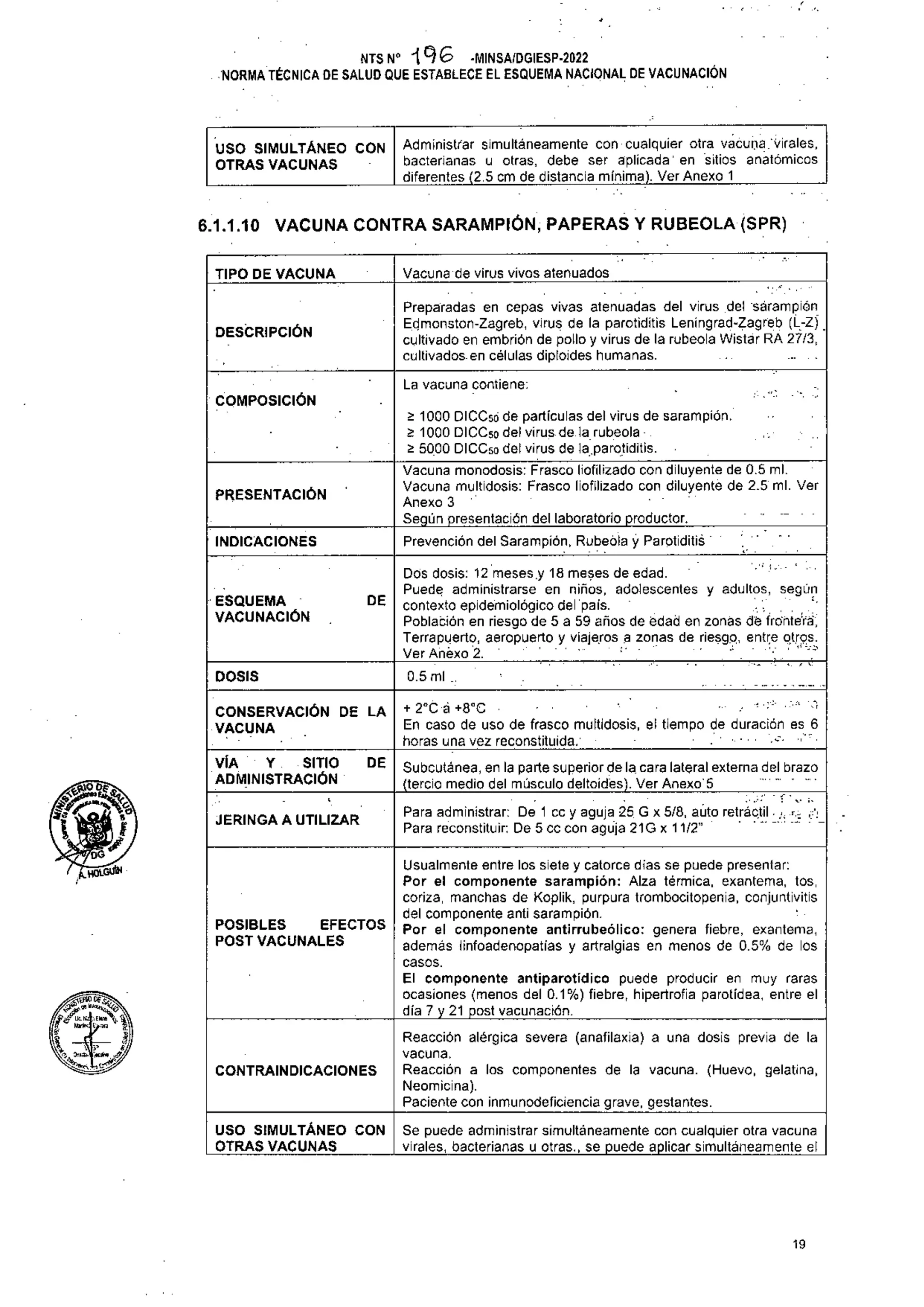 NORMA TECNICA N°196 DE ESTRATEGIA NACIONAL DE INMUNIZACIONES MINSA | PDF