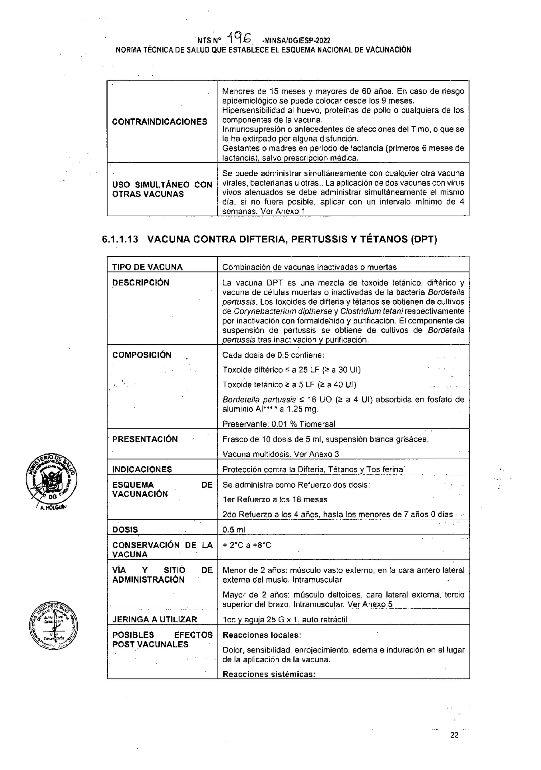 NORMA TECNICA N°196 DE ESTRATEGIA NACIONAL DE INMUNIZACIONES MINSA | PDF