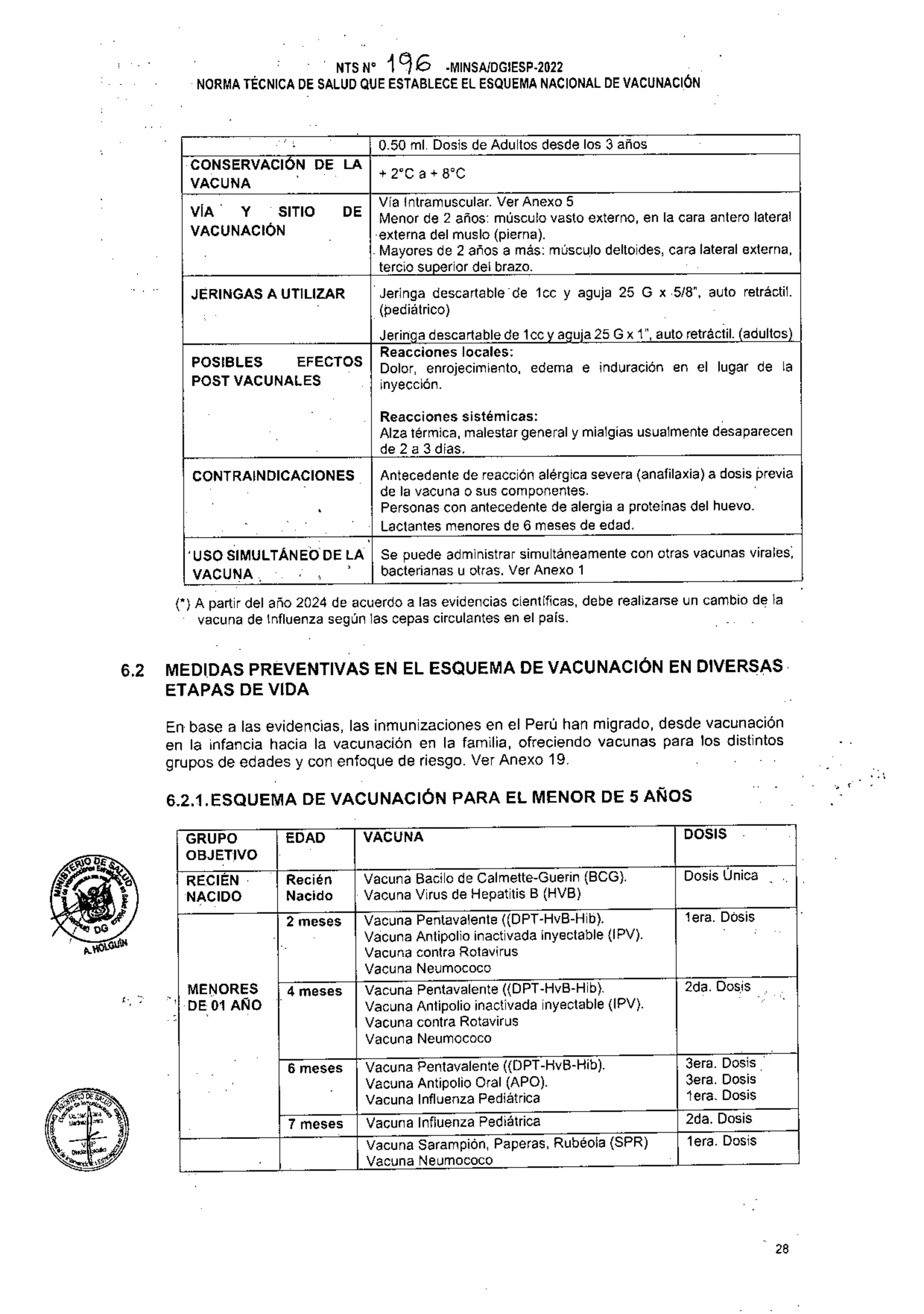 NORMA TECNICA N°196 DE ESTRATEGIA NACIONAL DE INMUNIZACIONES MINSA | PDF