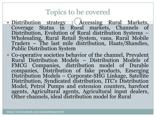 Rural Marketing Strategies, Distribution Strategies | PPTX