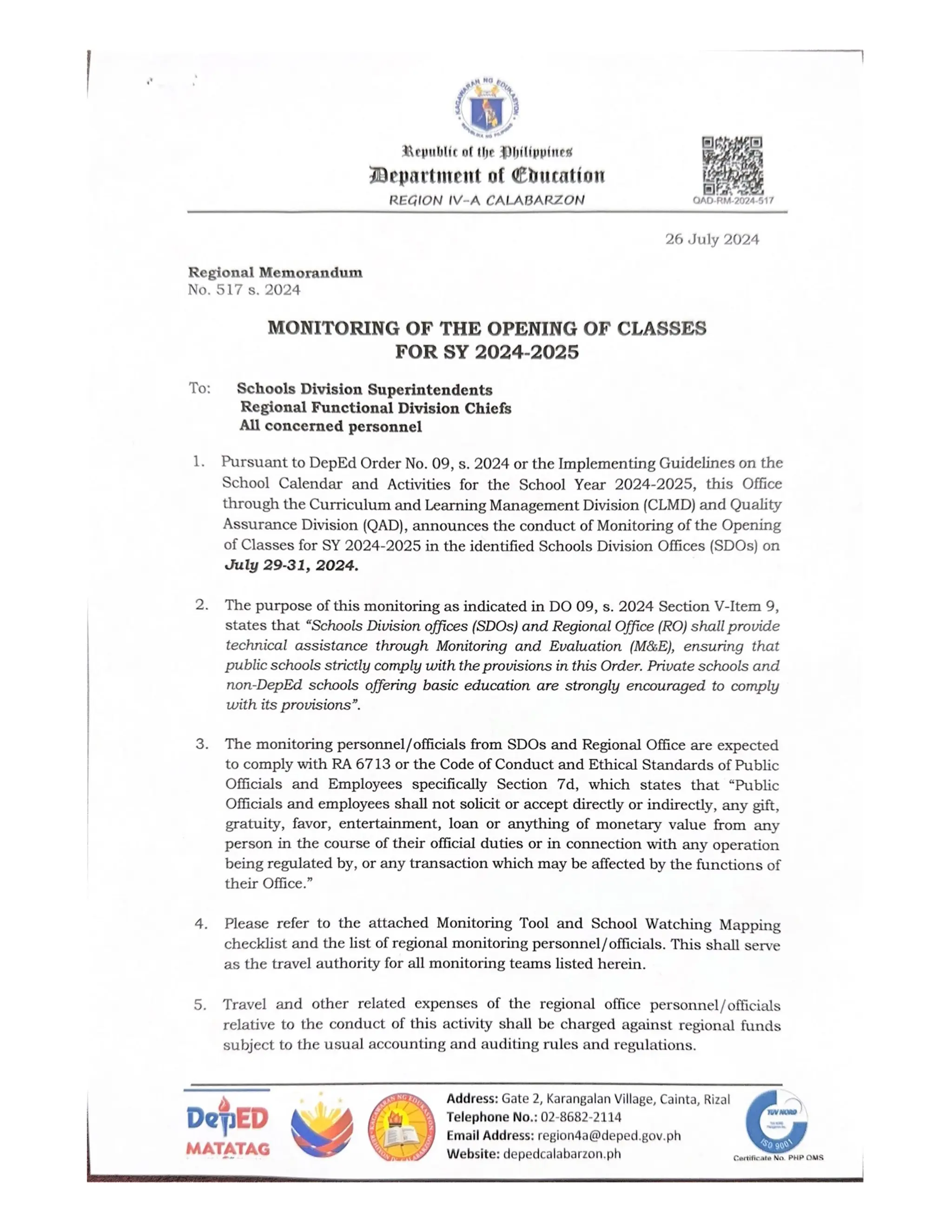 RM - Monitoring of Classes S.Y24-25 .pdf