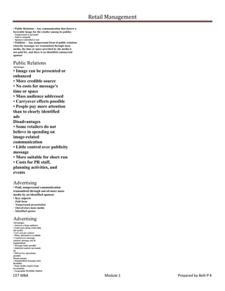 Retail Management Module 1 notes | DOCX