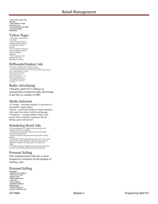 Retail Management Module 1 notes | DOCX