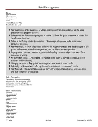 Retail Management Module 1 notes | DOCX