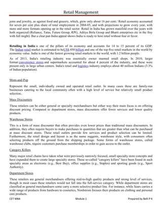 Retail Management Module 1 notes | DOCX