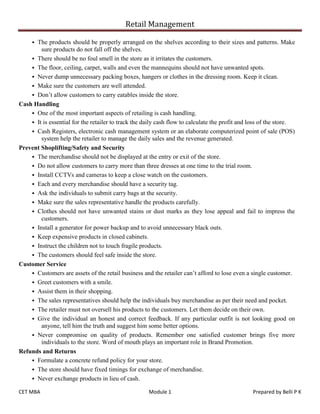 Retail Management Module 1 notes | DOCX