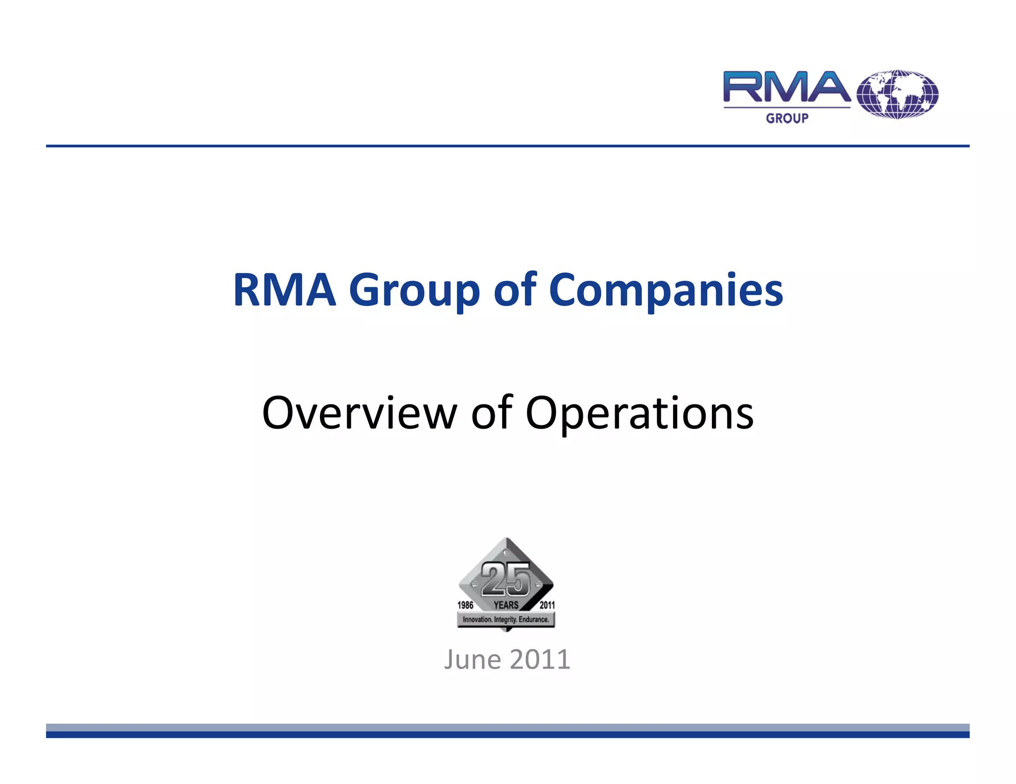 RMA Group Corporate Overview June 2011 | PDF