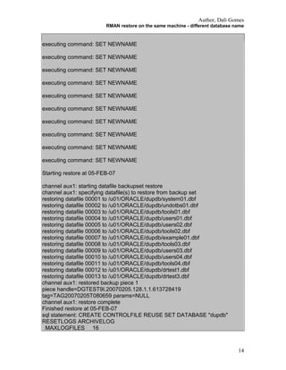 Rman duplicate-database-on-the-same-host1 | DOC | Operating Systems | Computer Software and ...