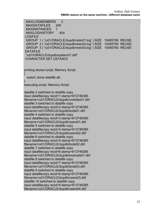 Rman duplicate-database-on-the-same-host1 | DOC | Operating Systems | Computer Software and ...