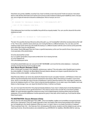Rman backup and recovery 11g new features | DOCX | Databases | Computer Software and Applications