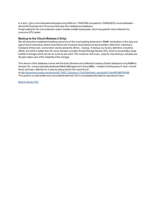 Rman backup and recovery 11g new features | DOCX | Databases | Computer Software and Applications