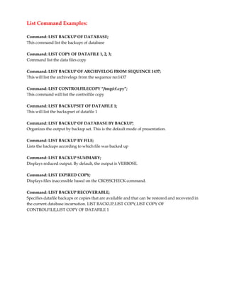 Rman Reporting Opertions - LIST & REPORT | PDF