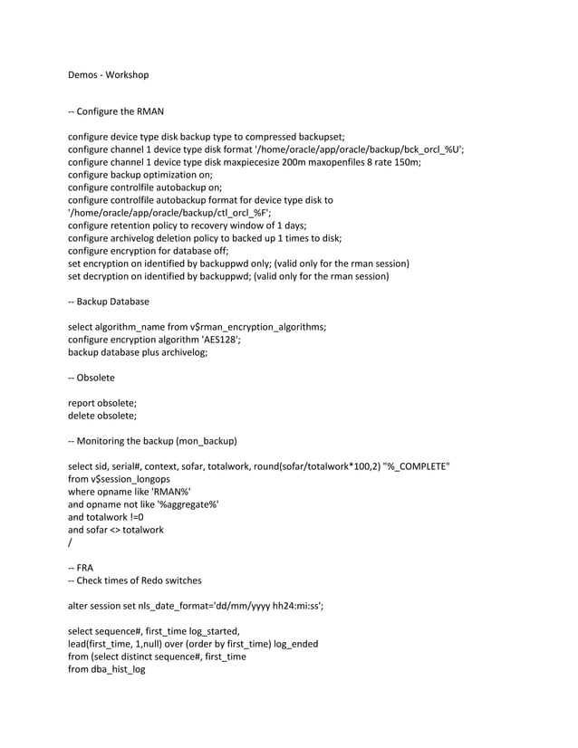 Rman workshop short | PDF | Databases | Computer Software and Applications