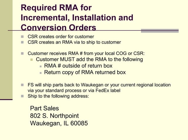 Rma process for fs out of box failures project | PPTX | Logistics ...