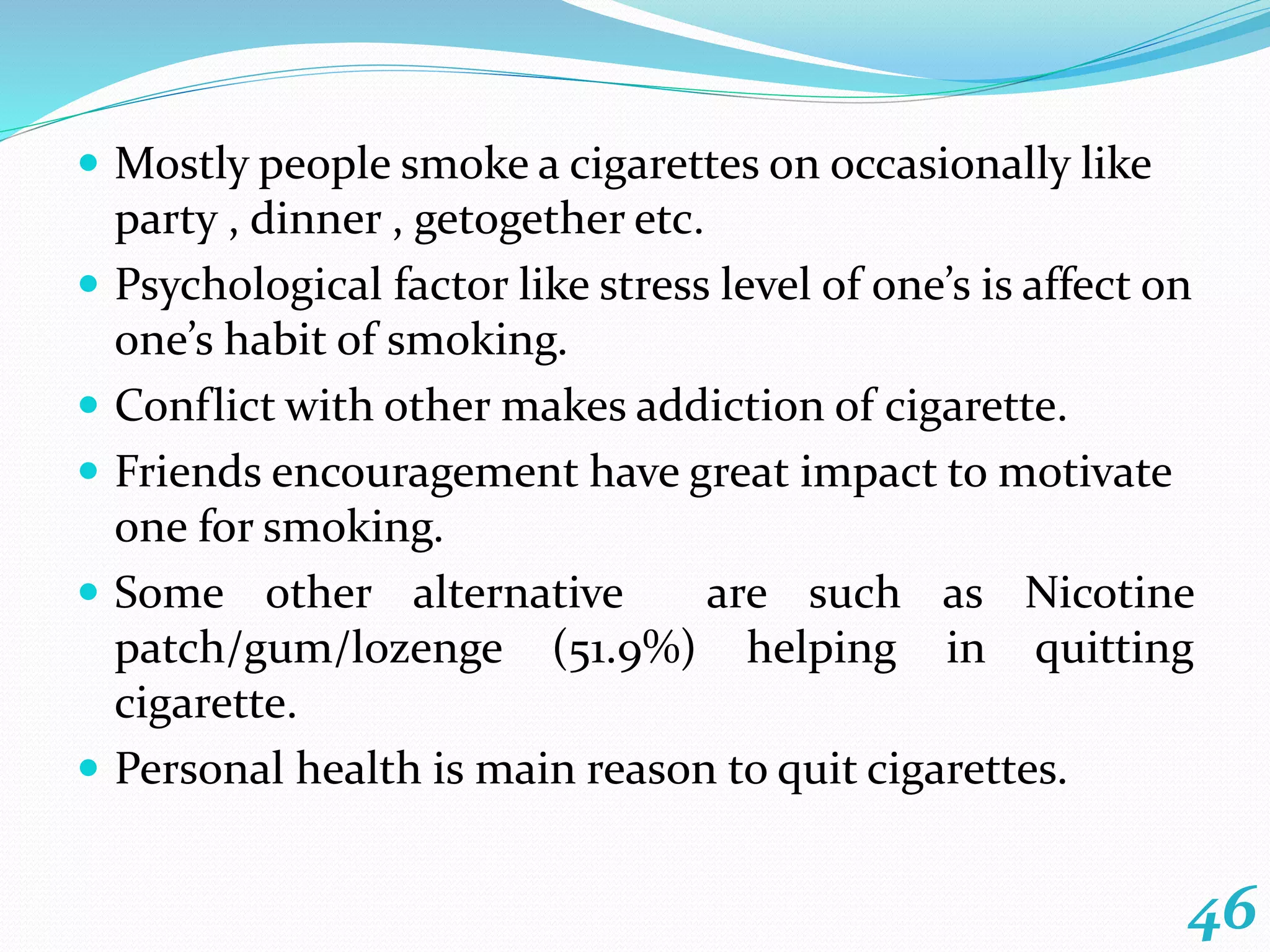 A Research On" causes behind addiction of cigarette in youth ” | PPTX