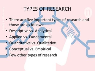 Research Introduction , Meaning, Objectives, Motives and Types | PPTX