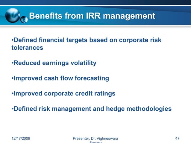 INTEREST RATE RISK MANAGEMENT IN BANKS | PPT