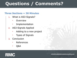 RMC Intro to AS3-Signals for Flash And Flex | PDF