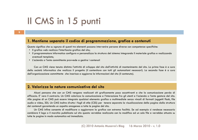 Introduzione ai sistemi di Content Management System (CMS) | PDF