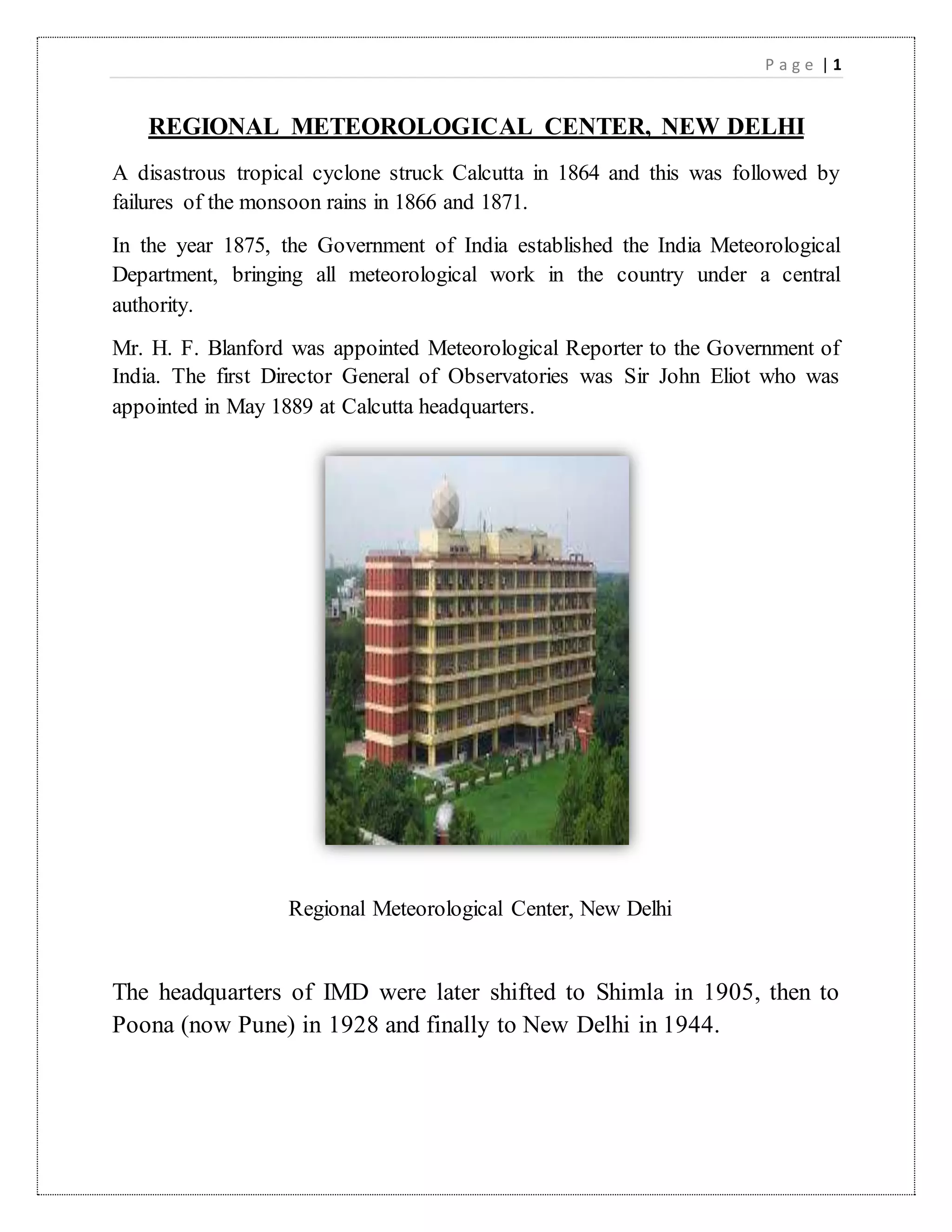 Regional meteorological center New Delhi | DOCX