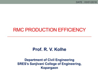 Ready Mix Concrete (RMC) Production Efficiency | PDF