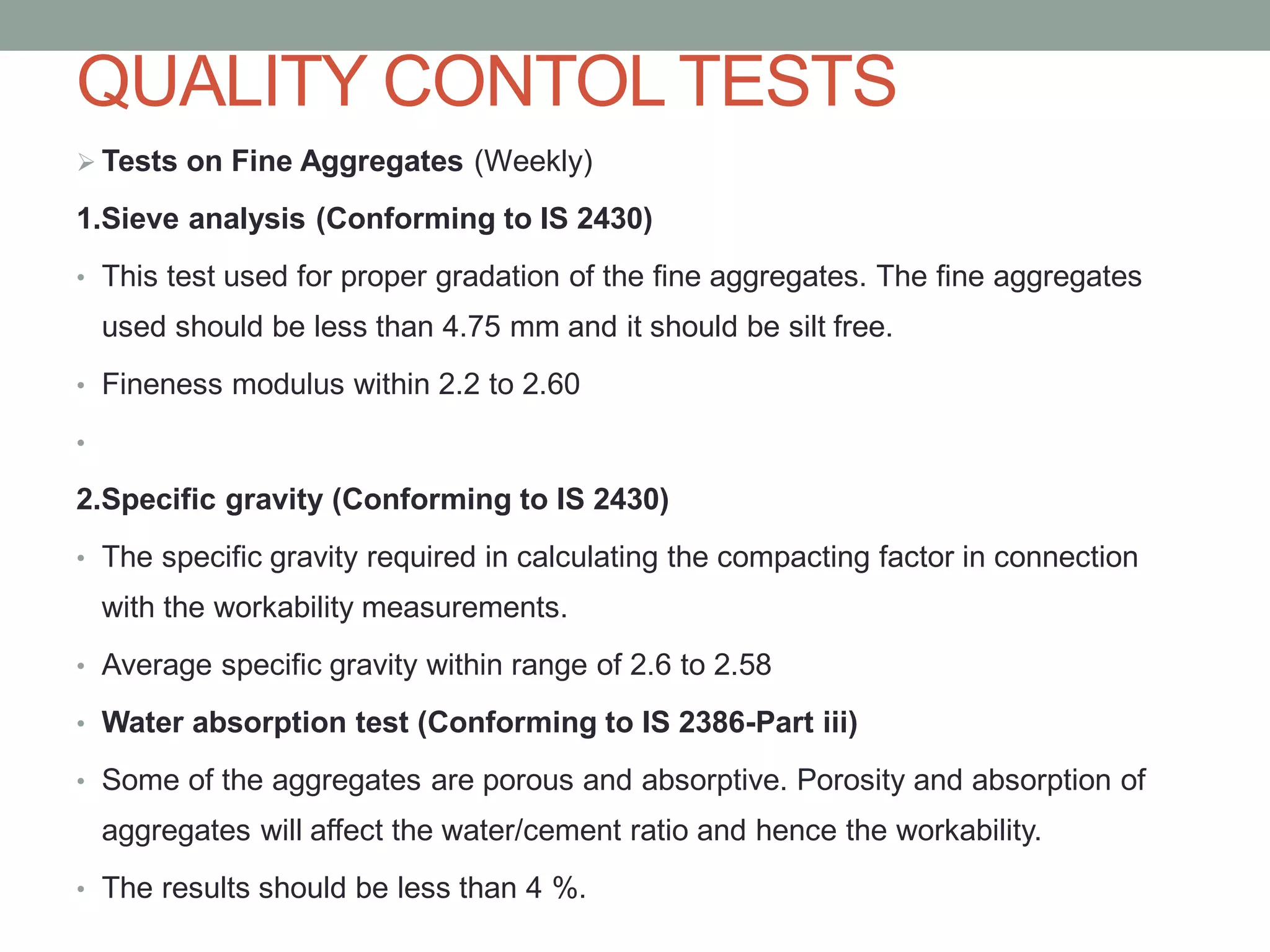 Ready Mix Concrete (RMC) quality controls | PDF
