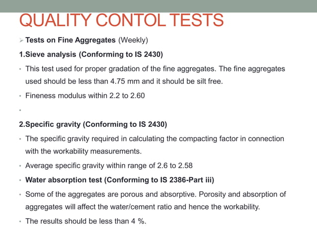 Ready Mix Concrete (RMC) quality controls | PDF