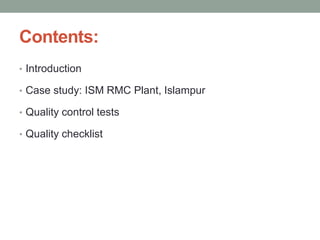 Ready Mix Concrete (RMC) quality controls | PDF