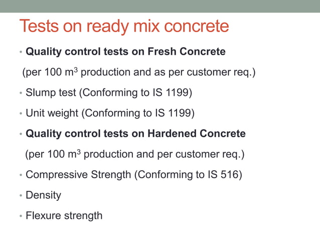 Ready Mix Concrete (RMC) quality controls | PDF