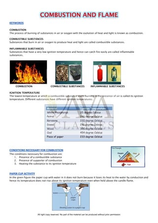Combustion and Flame Class 8 Science in pdf | PDF