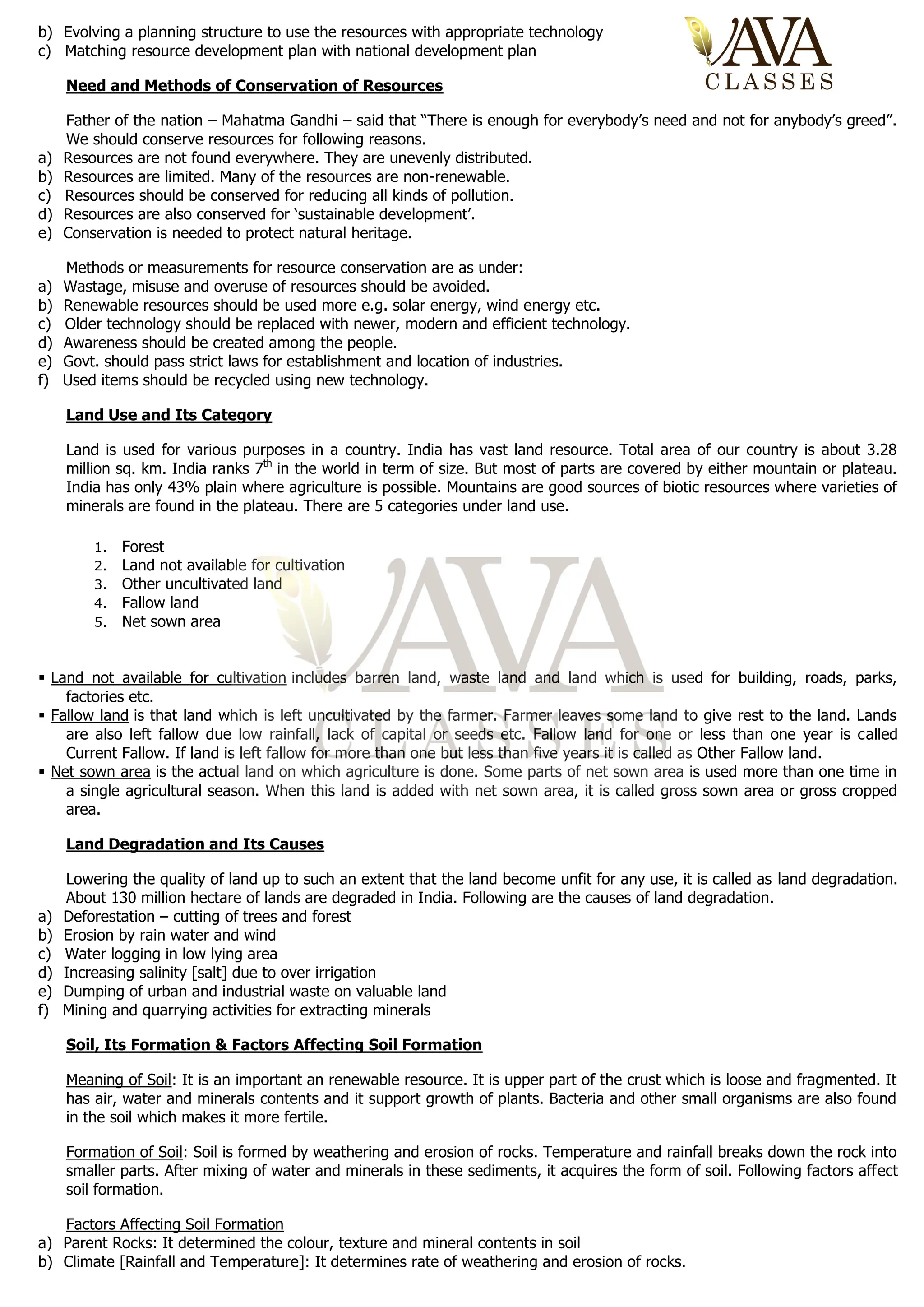 Resources and Development - Class 10 Geography Study Material PDF | PDF