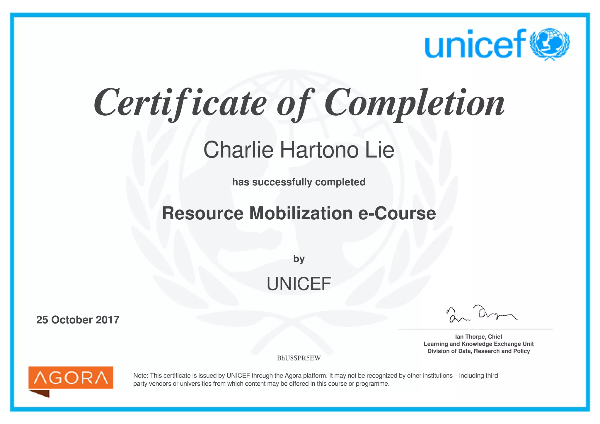 Rm e course course certificate - resource mobilization e-course charlie hartono | PPT