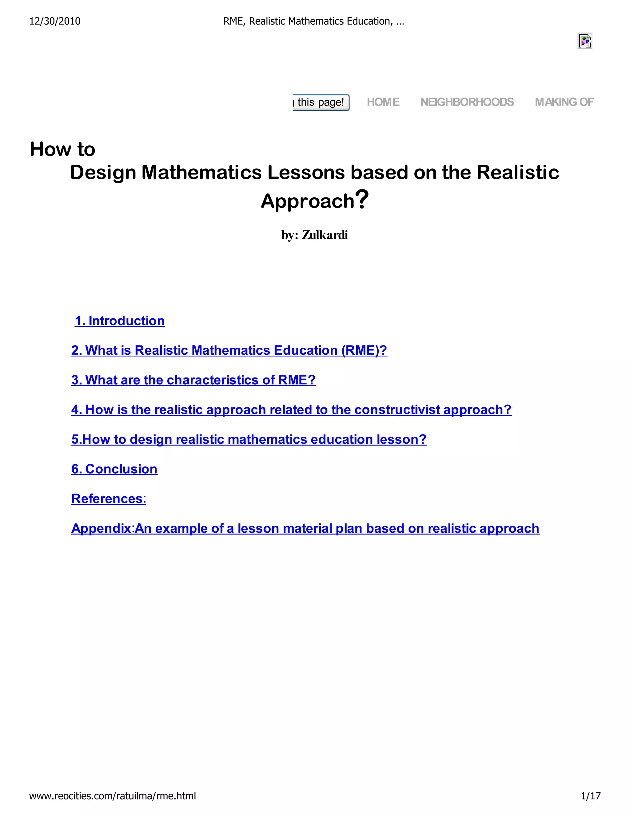 Rme realistic-mathematics-education-literature-review | PDF