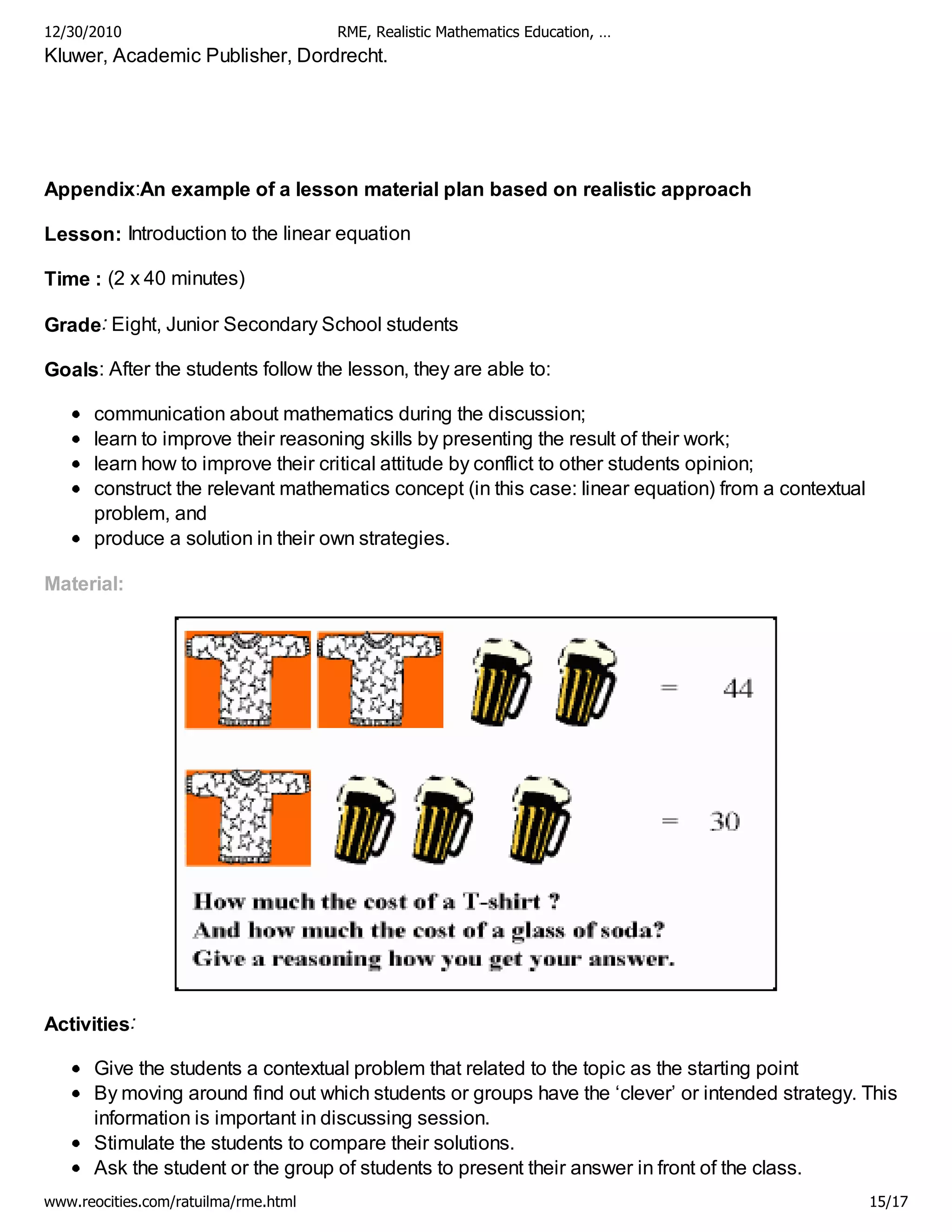 Rme realistic-mathematics-education-literature-review | PDF