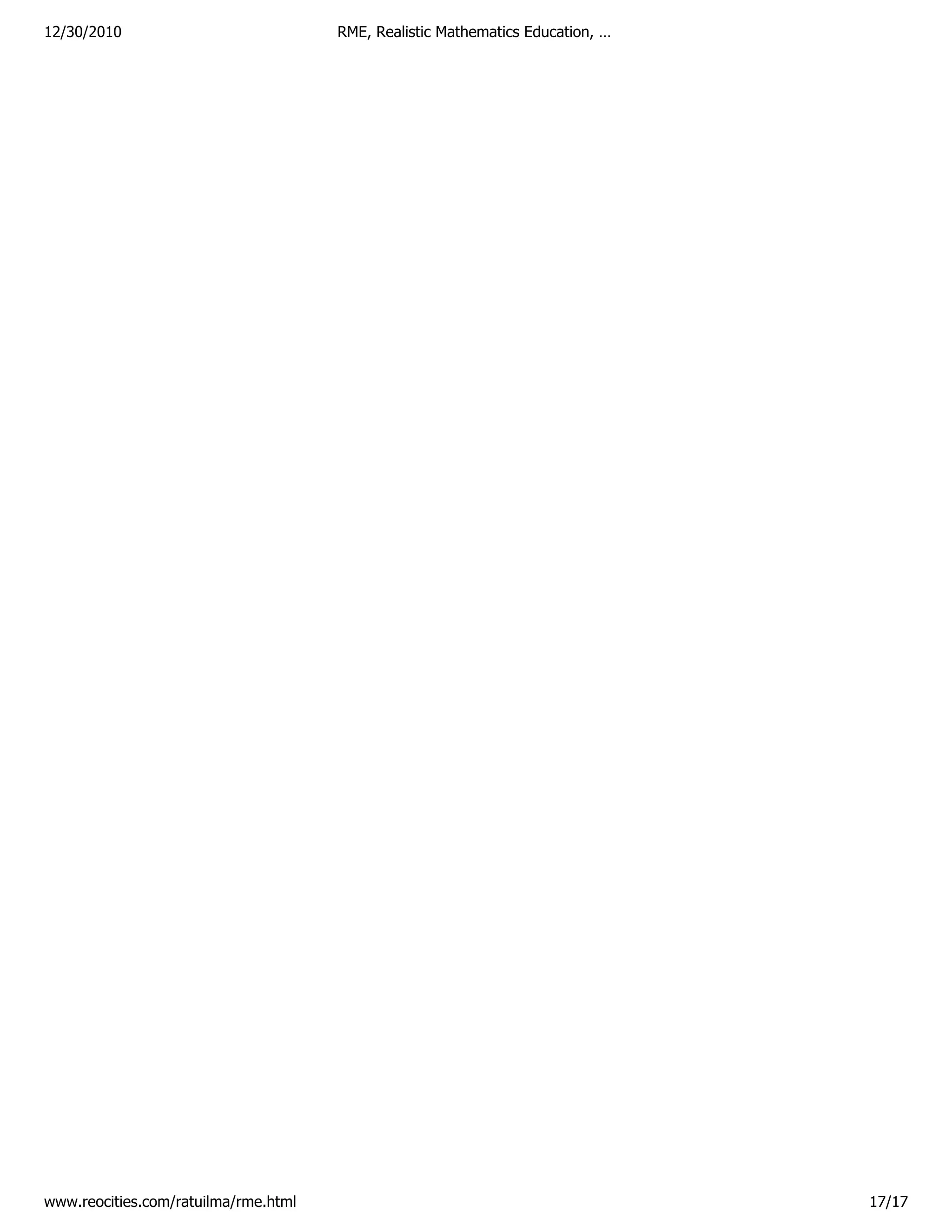 Rme realistic-mathematics-education-literature-review | PDF